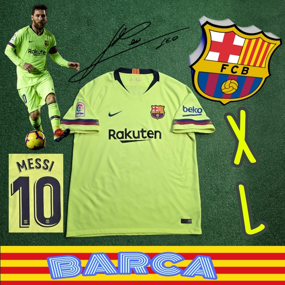 Nike | Shirts | Nike Fc Barcelona Lionel Messi 20182019 Away Neon Green ...
